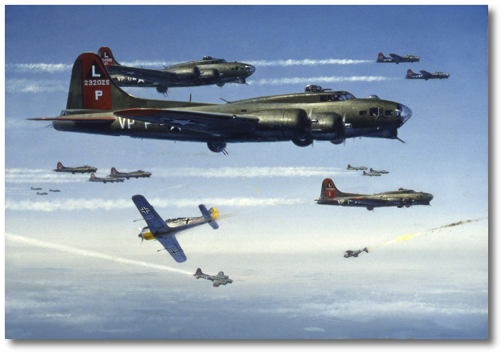 FW-190s Attacking B-17 Flying Fortresses by R.G. Smith