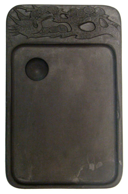 Carved Chinese Duan Ink Stone in Silk Box - Crane & Pine Tree, Premium ...