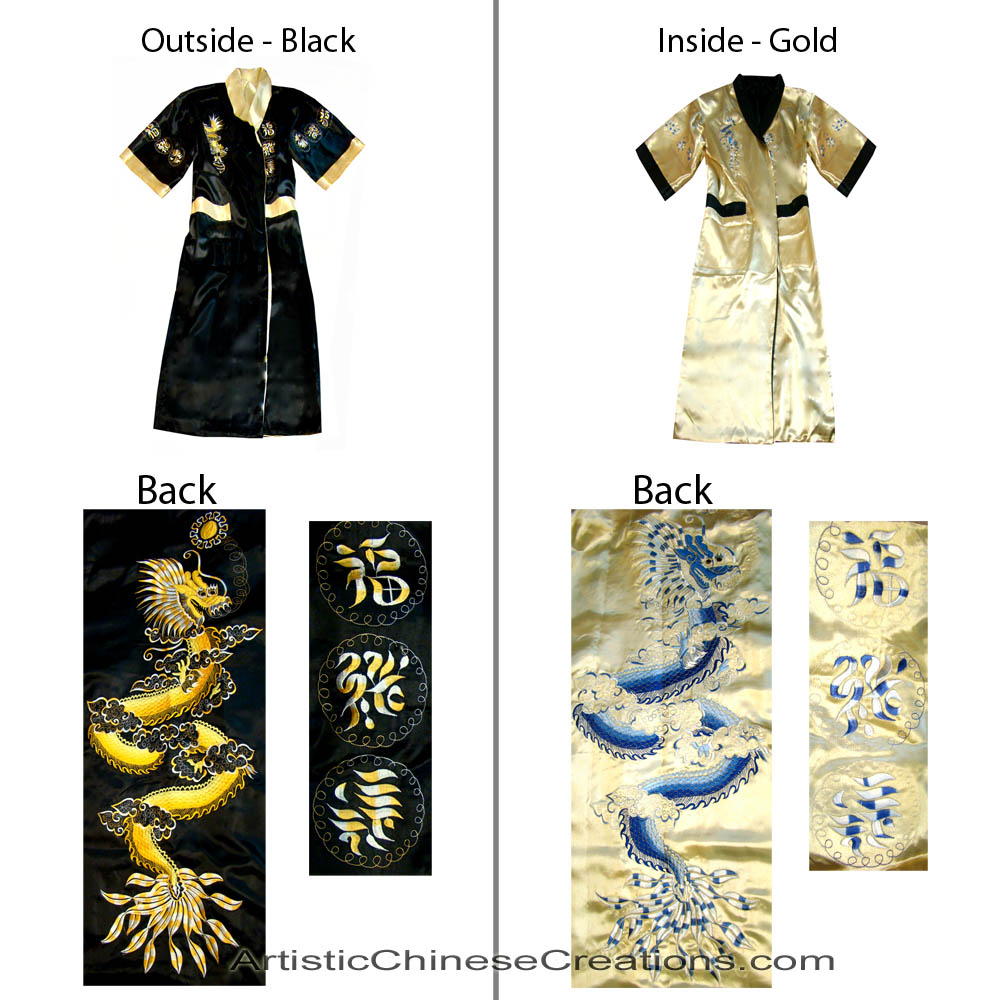 Chinese Silk Robe - Dragons, Oriental Robes, Asian Pajamas