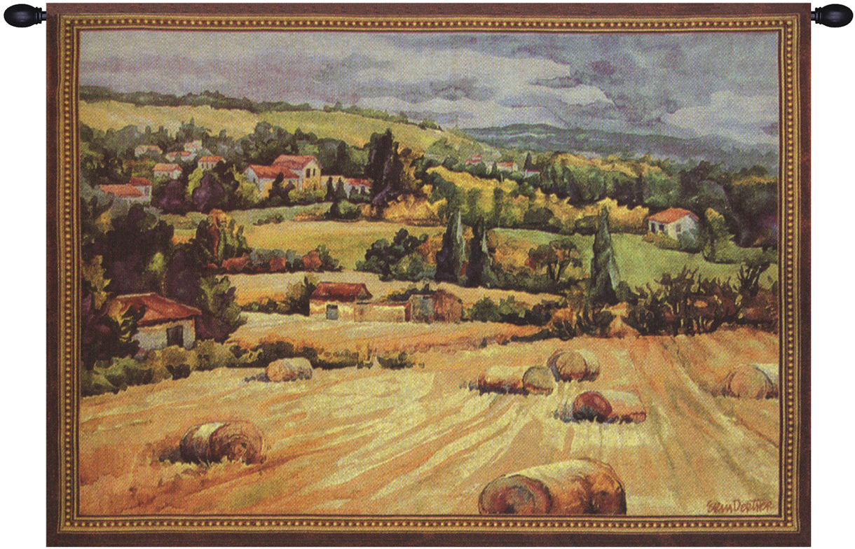 French Farmland Tapestry Wall Hanging, H37" x W52"