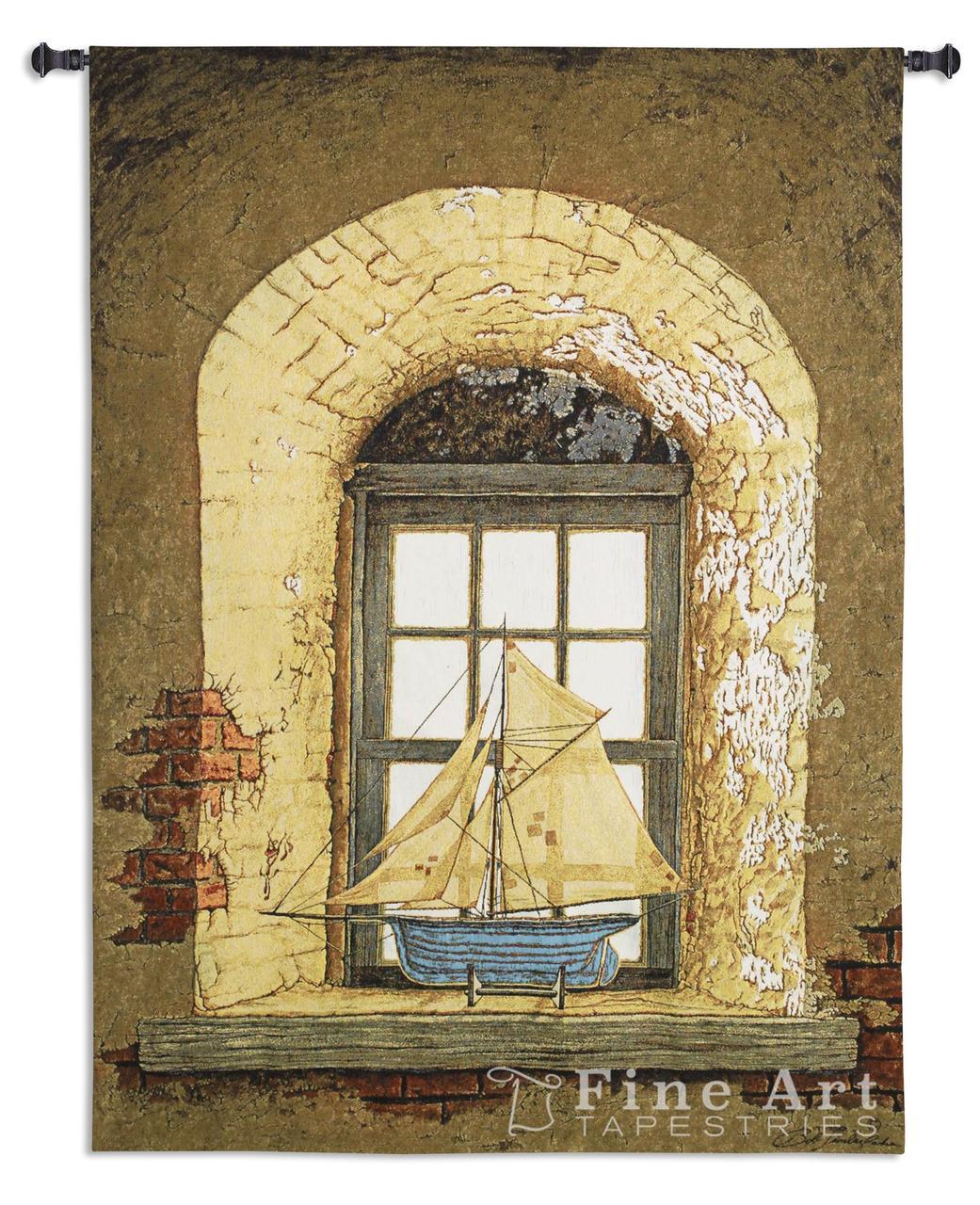 Lighthouse Window Tapestry Wall Hanging, H53" x W38"