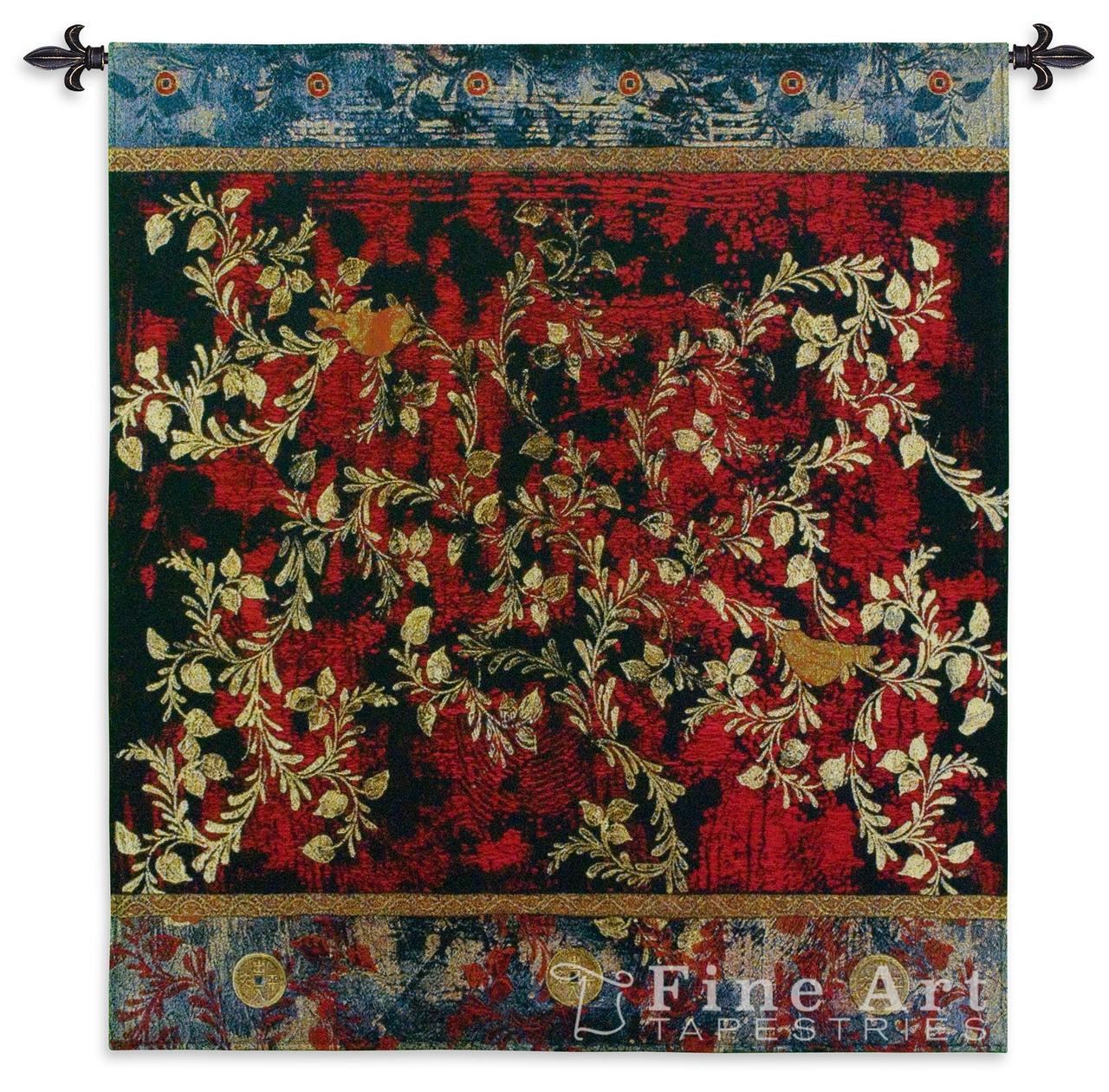 Love Birds Oriental Tapestry Wall Hanging - Ethnic Motifs, H35" x W35"