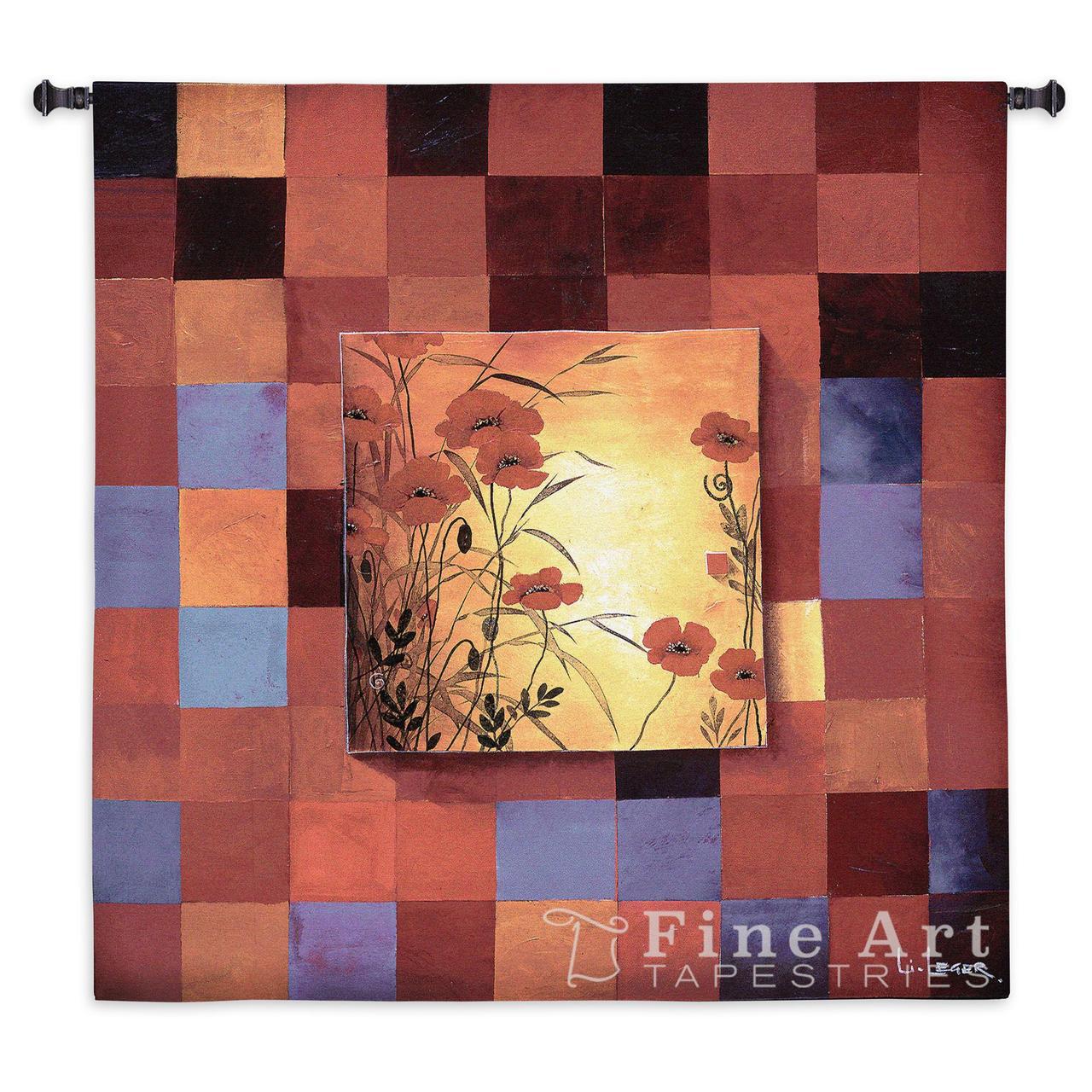 Poppy Patterns Contemporary Tapestry Fine Art Picture, H53" x W53"