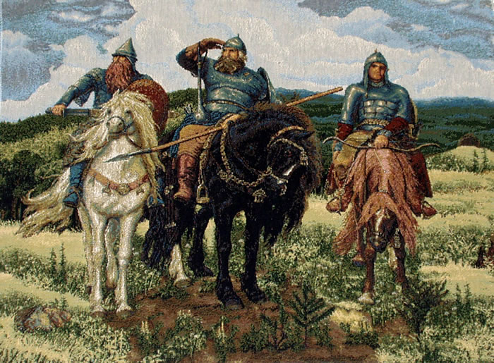 Tapestry Reproduction Three Russian Warriors / Russian Epic Heros ...