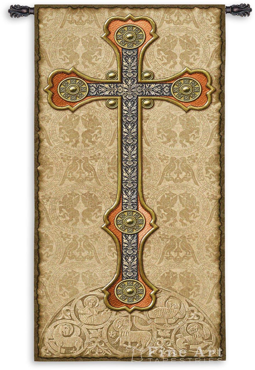 Vertical Cross Tapestry Wall Hanging Christian Symbol, H60" x W28"