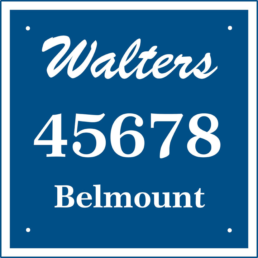 Custom 3-Line Square Address Sign With Family Name and Street
