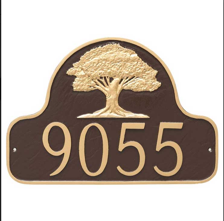 Address Plaque with Oak Tree, wall mount