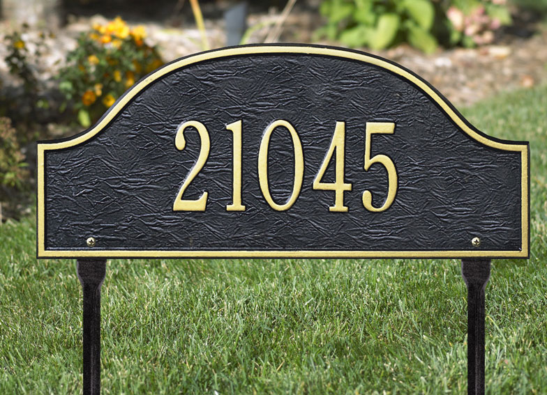 Aluminum Arch Address Plaque For Wall or Optional Lawn Stake Mount