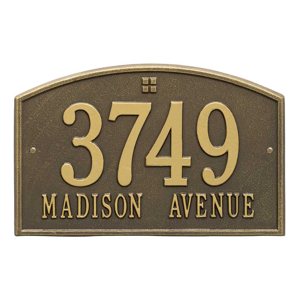 Aluminum Metal Arch Address Plaque With 2 Lines - Choose Your Color