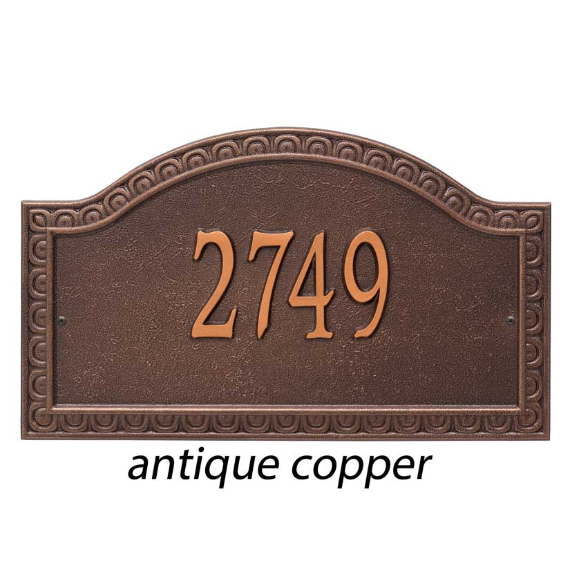 Aluminum Metal Address Plaque with Arch Top and Pie Crust Border