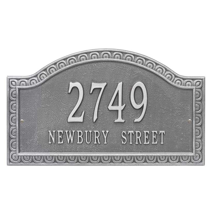 Aluminum Metal Address Plaque with Arch Top and Pie Crust Border