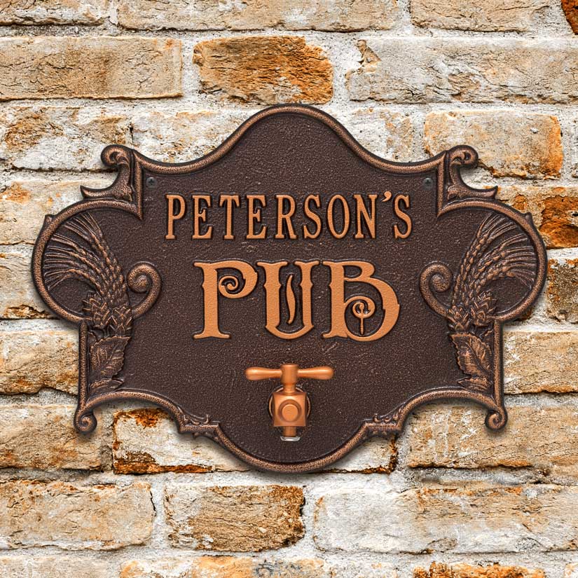 Custom Pub Plaque With Your Name, Decorative Beer Tap, And Bottle Opener