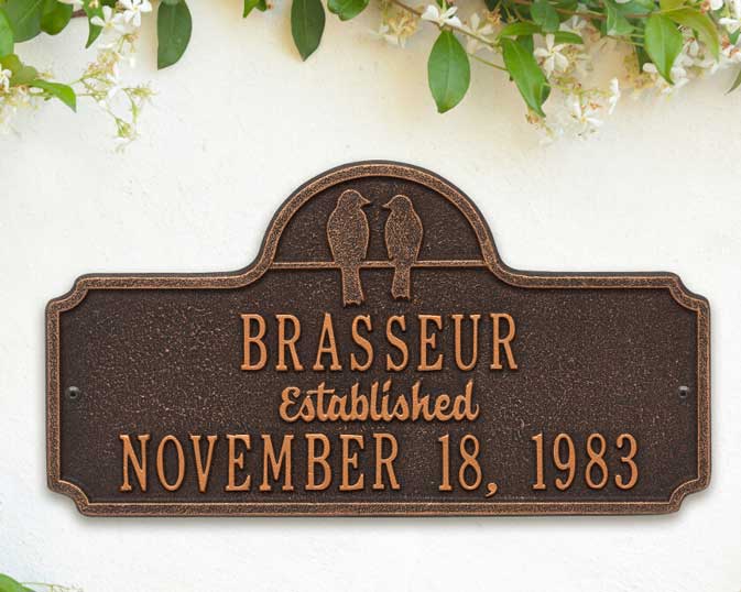 Love Birds House Established Plaque Personalized With Name And Date