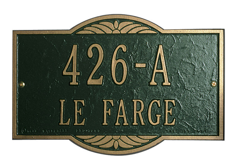 Cast Aluminum Address Sign With Decorative Top and Bottom Arch