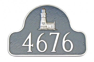 House Number Sign with Lighthouse