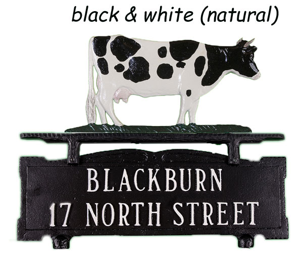 Mailbox Topper Address Sign with Cow Ornament