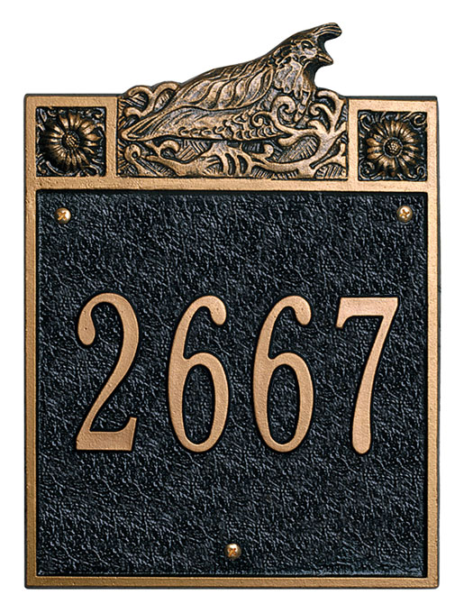 Address Plaque With Quail - Bird House Number Sign