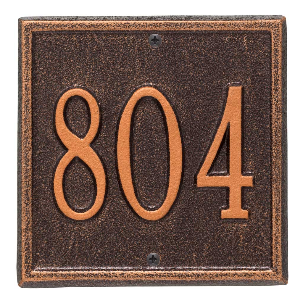 Small Square House Number Sign - Metal Address Plaque