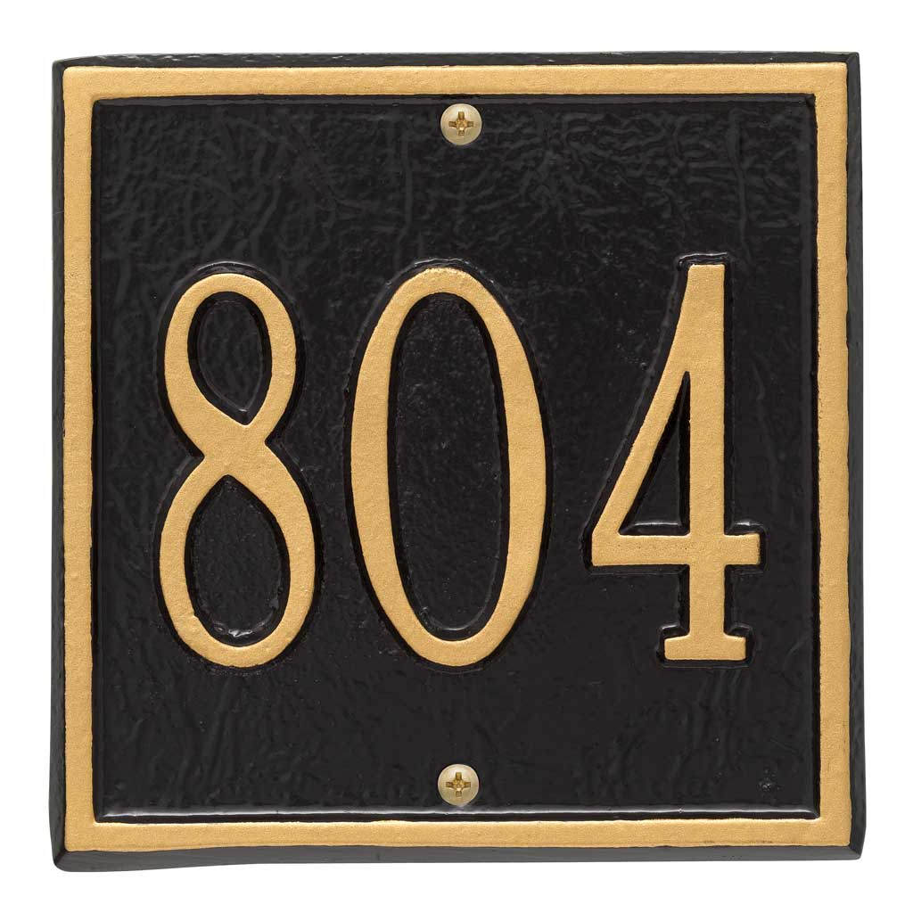 Small Square House Number Sign - Metal Address Plaque