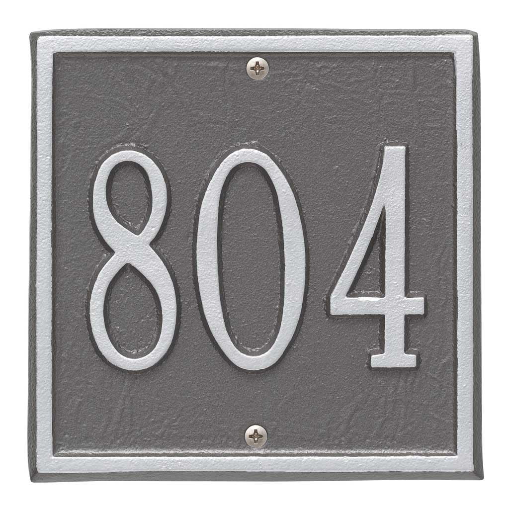 Small Square House Number Sign - Metal Address Plaque