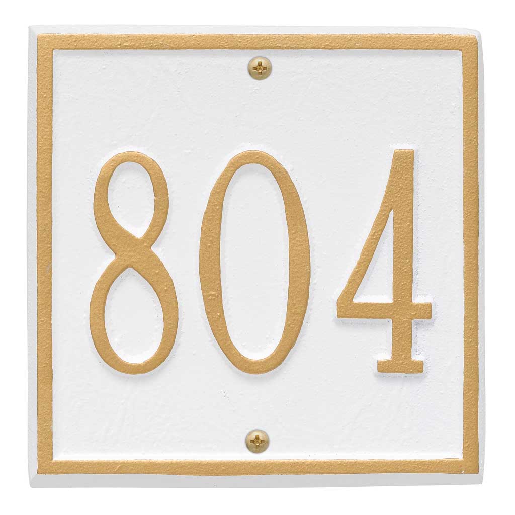 Small Square House Number Sign - Metal Address Plaque