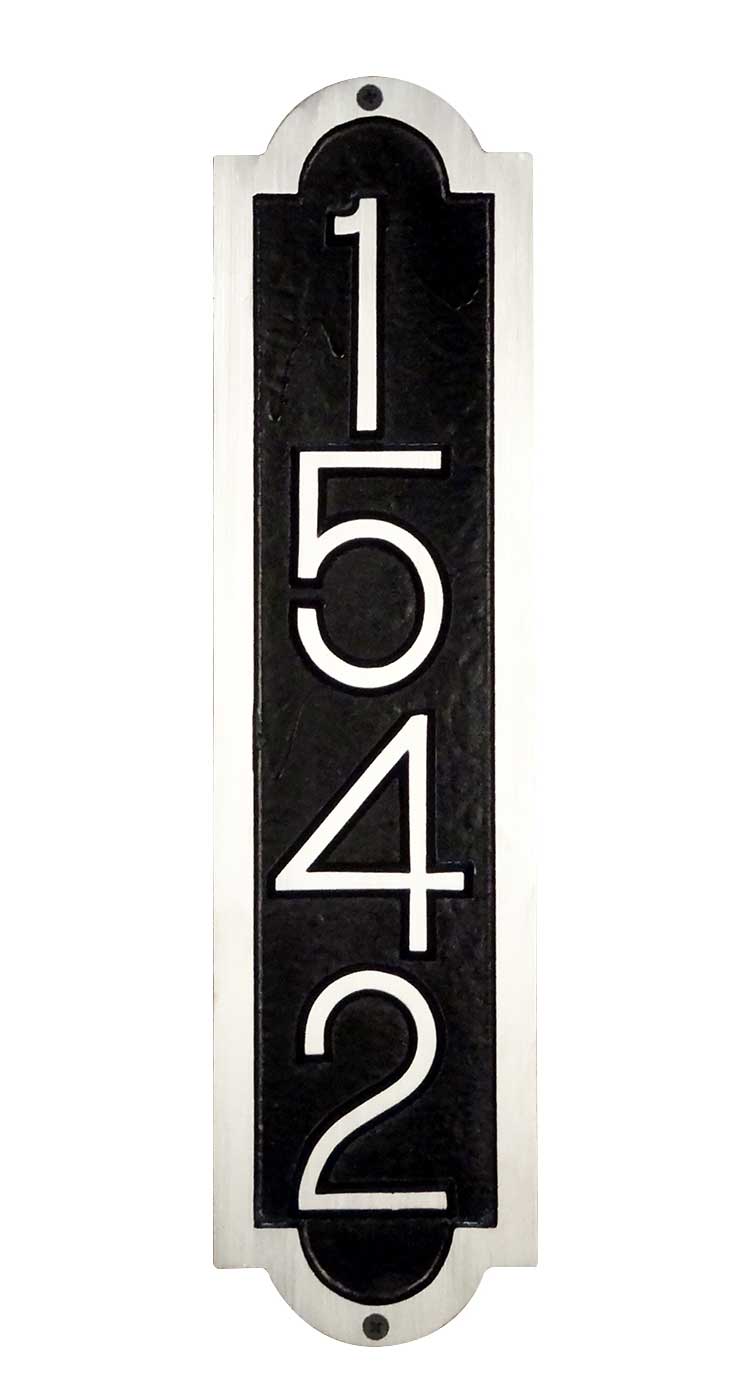 Vertical House Number Sign - Cast Aluminum Metal