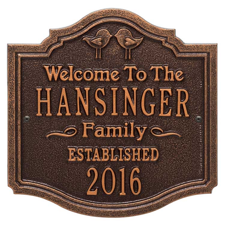 Welcome To The Family Established Date Sign with Kissing Birds ...