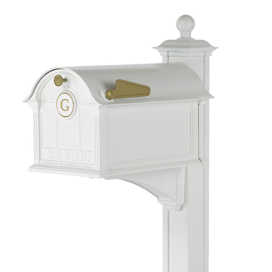 Decorative Mailbox With Post and Monogram