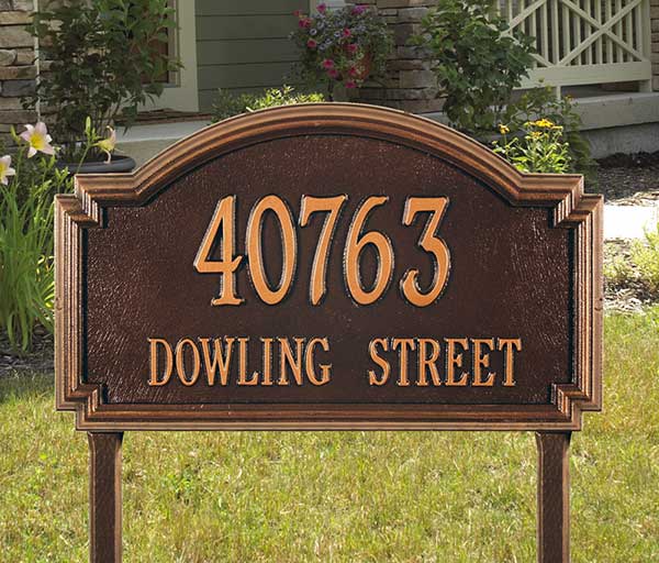 Estate Size Address Plaque - For Wall or Lawn Mount - Choose Your Color