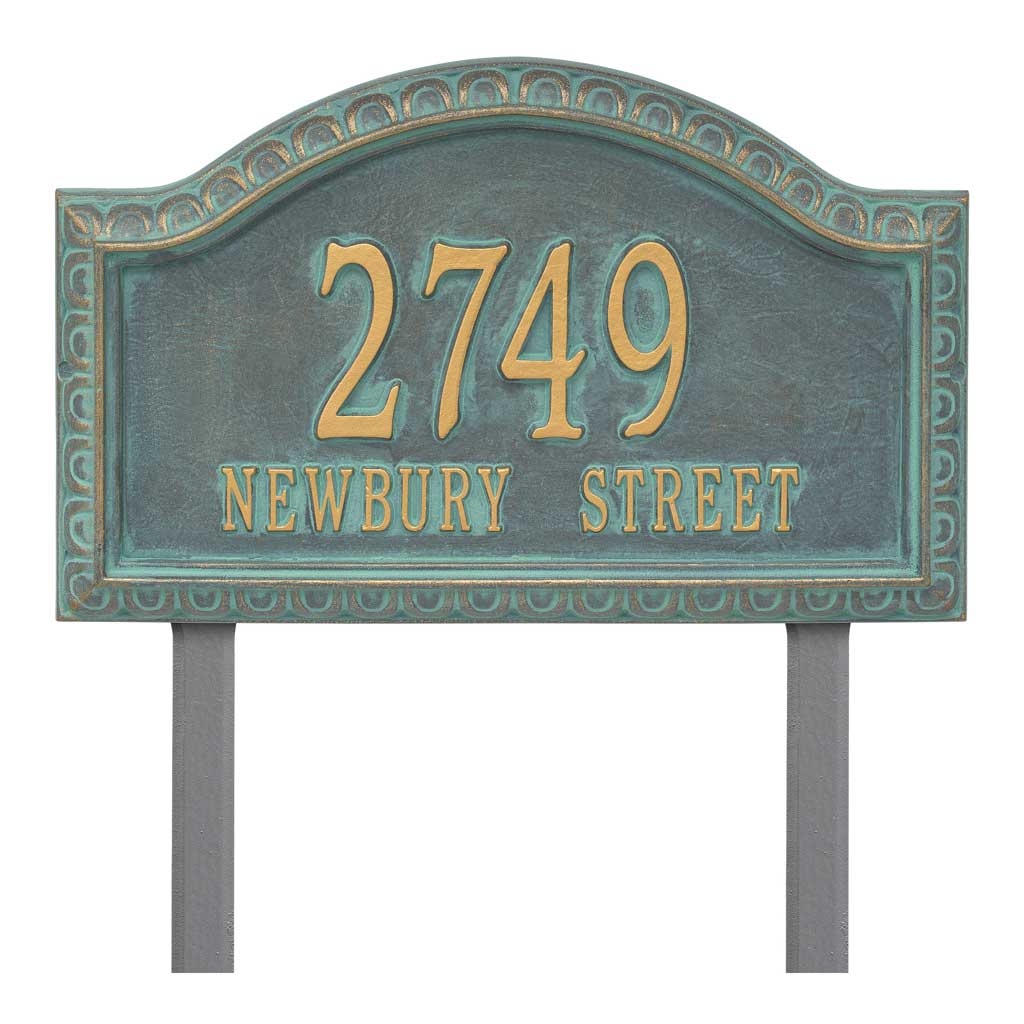 Yard Mount Address Sign - Scalloped Border Address Plaque With Lawn Stakes