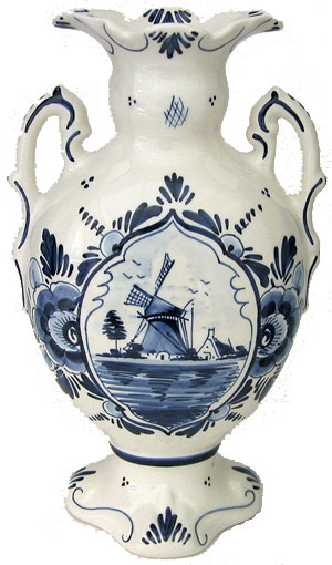 DeWit Handpainted Delft Blue Pitcher with Two Handles, 10" - Pitchers