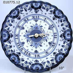 DeWit Handpainted Delft Clock 10" - Decorative Items