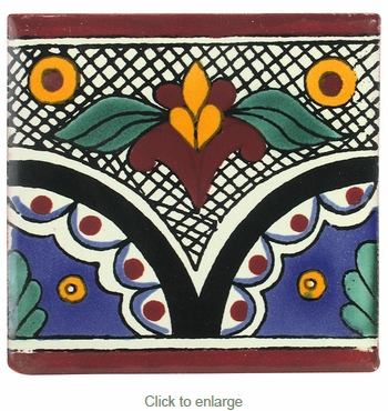 6" Mexican Talavera Tile - PP2290 - 10 Tiles