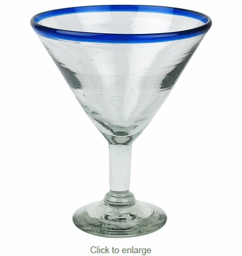 Mexican Blue Rimmed Martini Glass