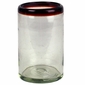 Large 24 oz. Red Rimmed Mexican Drink Glass - Set of 2