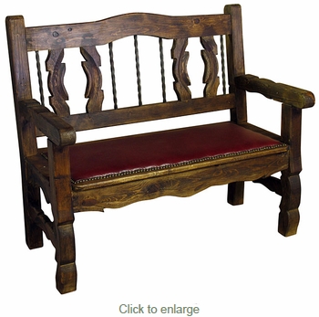 Rustic Wood Ox Yoke Bench with Padded Seat