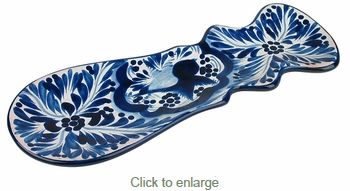 Talavera Handpainted Blue & White Spoon Rest