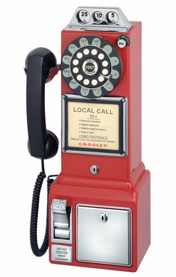 Retro Phone - 1950's Pay Phone - Red - Crosley - CR56-RE - Retro Phones