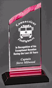 Red Mirrored Acrylic Fire Department Trophy - 3 Sizes