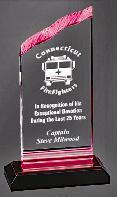 Red Mirrored Acrylic Fire Department Trophy - 3 Sizes