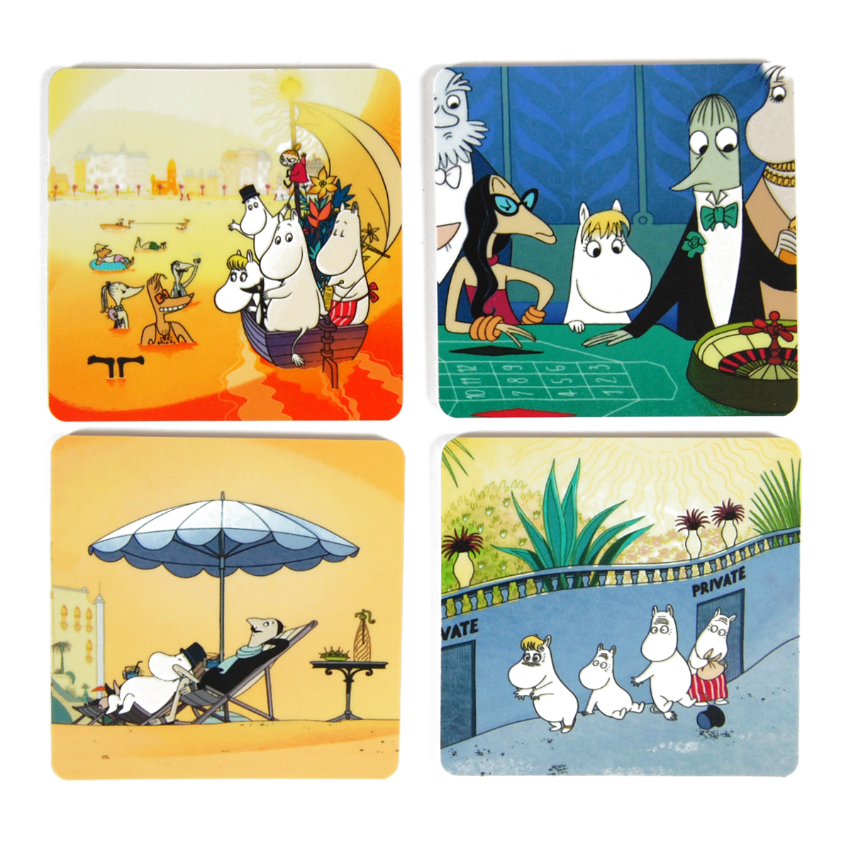 Moomins on the Riviera Coaster Set of 4 - Opto Design