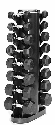 VTX 3-25lb Rubber Coated Dumbbell Set W/Rack