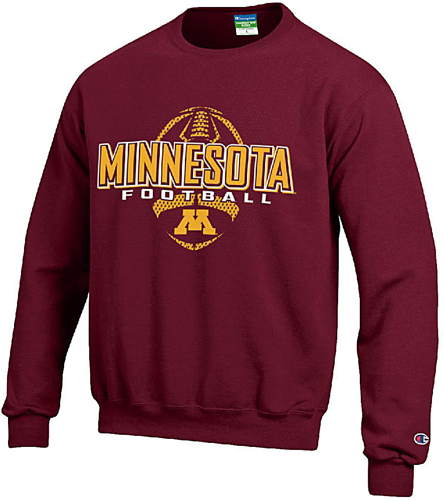 Minnesota Golden Gophers Maroon Football Powerblend Screened Crew ...