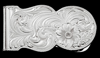 Western Engraved Silver Money Clip by Montana Silversmiths