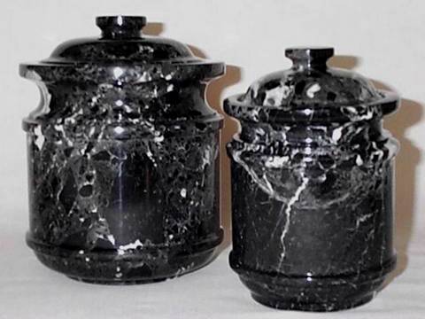 Black Marble Kitchen Canister Set - 2 Piece Set