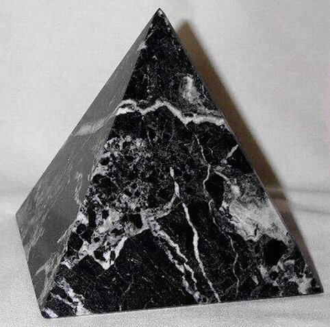 Black Marble Pyramid Decoration - 4 Inch
