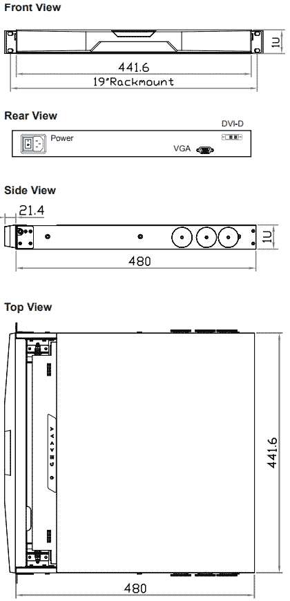 RP-X117 - 1U 17Inch High Resolution LED LCD Rack Mount Monitor Drawer