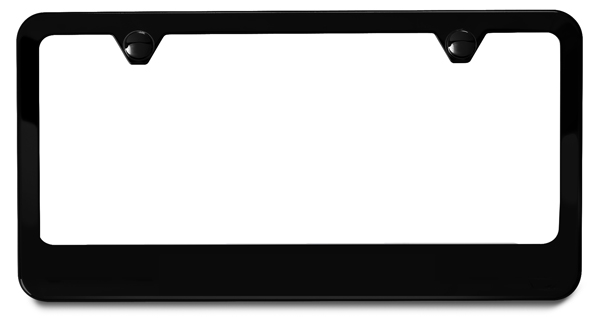 Matte Black Stainless Steel License Plate Frames - 2 Hole Wide Bottom