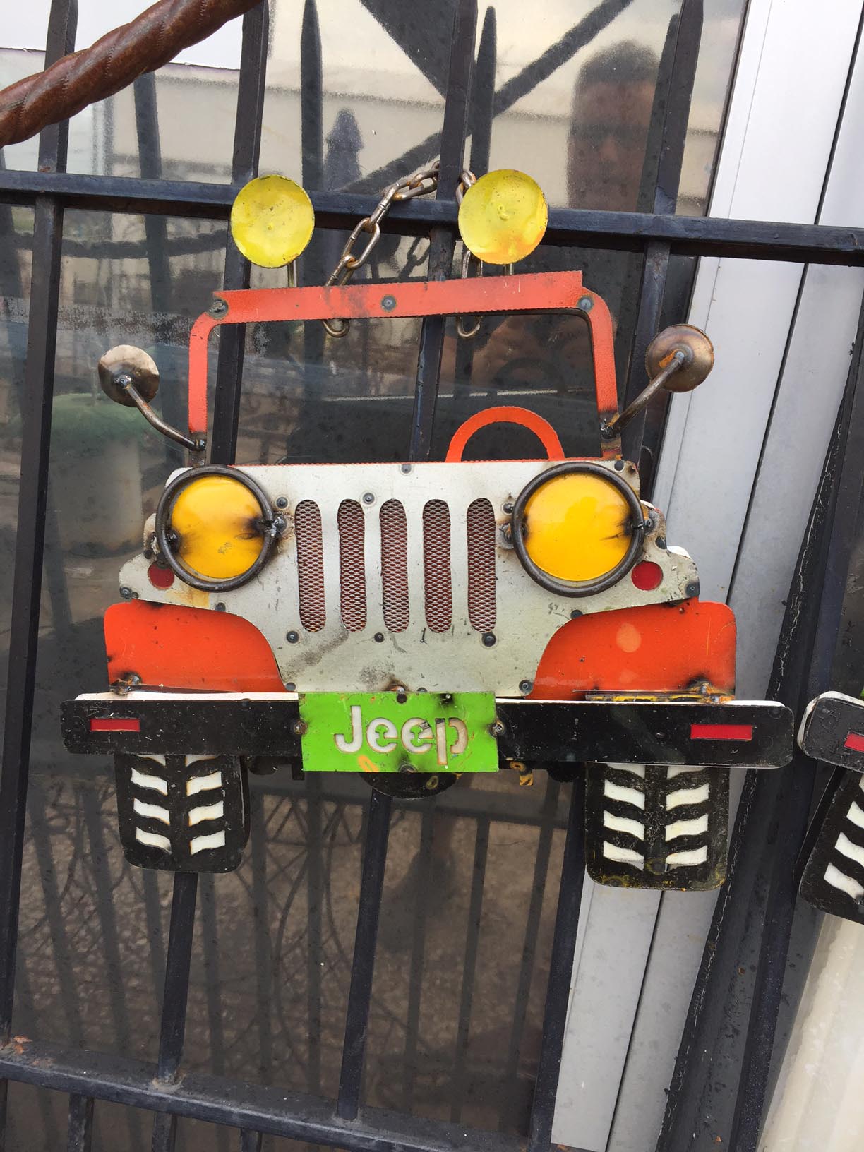 Metal Jeep Sign - Hand Made Brightly Colored Metal Jeep Wall Art