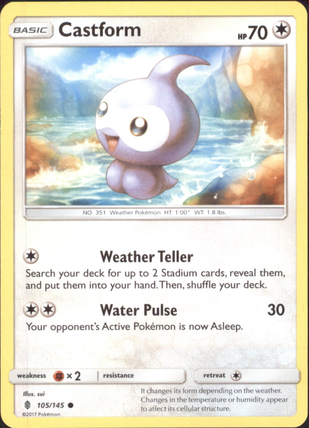 CASTFORM Pokemon SM02 Sun & Moon Guardians Rising Common Card # 105